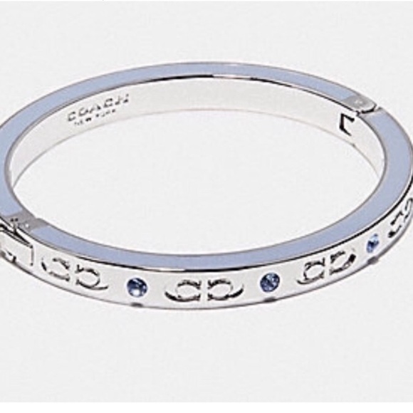 Coach | Jewelry | Coach Silver Tone With Blue Enamel Kissing Cs Stone ...